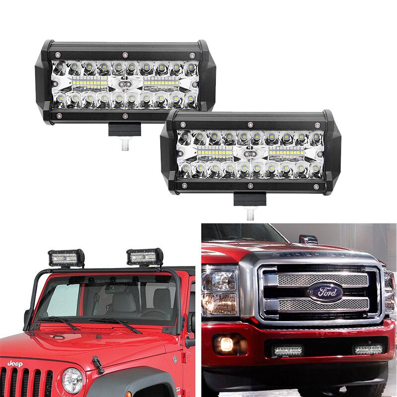 7 Inch 120W Combo Led Light Bars Spot Flood Beam v... – Grandado