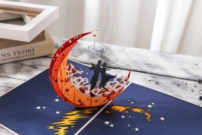 AIT Card Moon Boat Valentine Day Anniversary 3D Fo... – Grandado