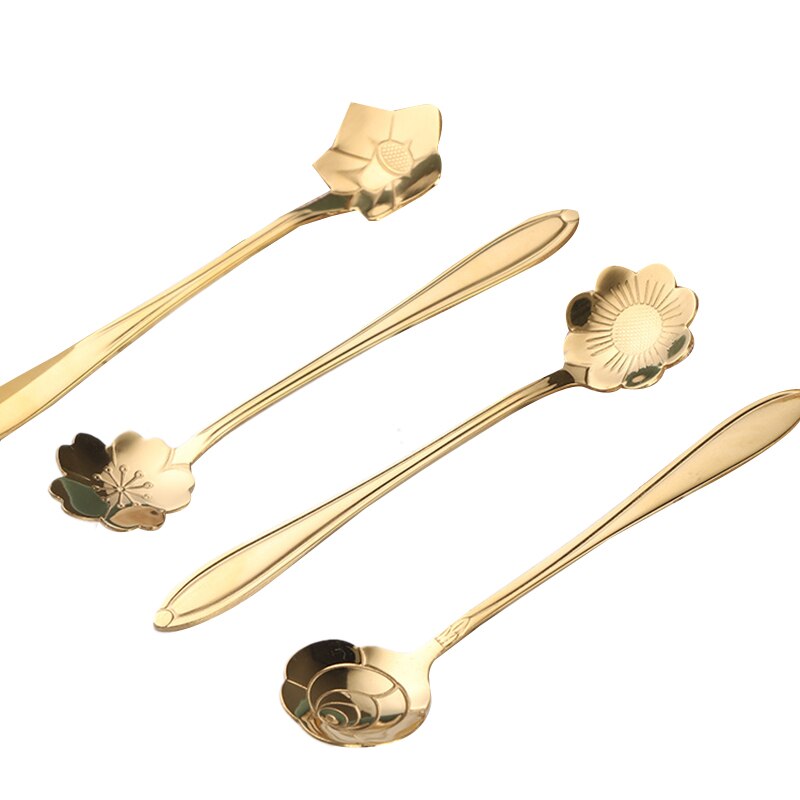 4 Uds Cute Flor de acero inoxidable cuchara de caf... – Grandado