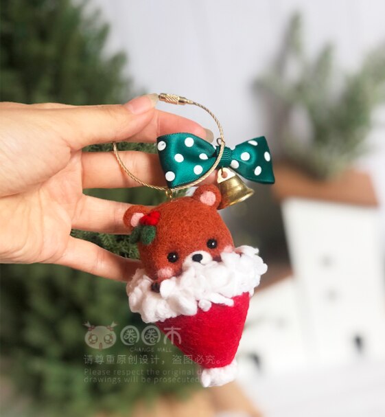 Christmas key chain wool needlepoint kit wool felt... – Vicedeal