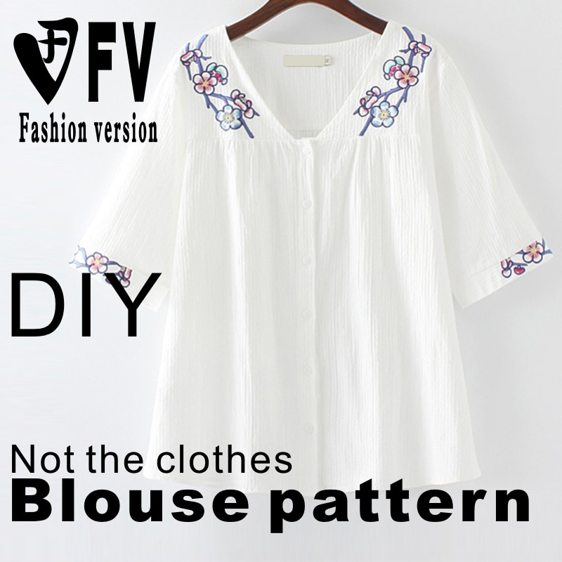 V-neck shirt pattern half sleeve summer drawing 1:... – Grandado
