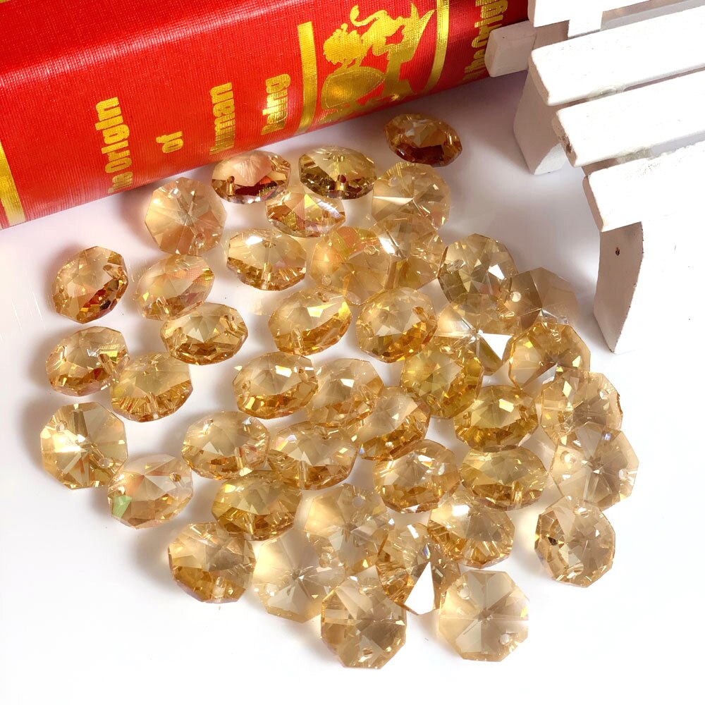 100pcs ,14MM Champagne Crystal Octagonal Beads Pri... – Vicedeal