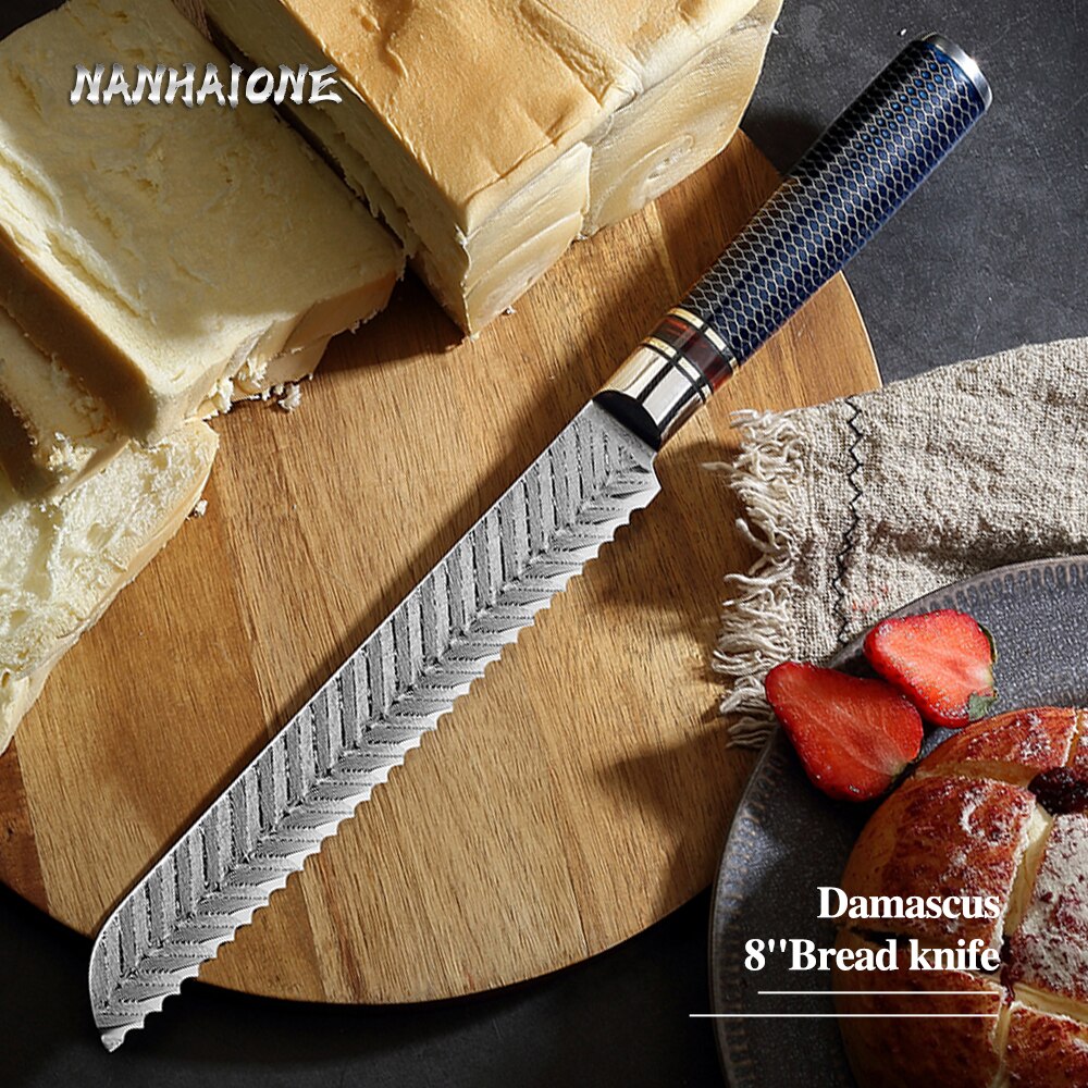 NANHAIONE8 Inch Serrated Bread Knife Damascus Stee... – Vicedeal