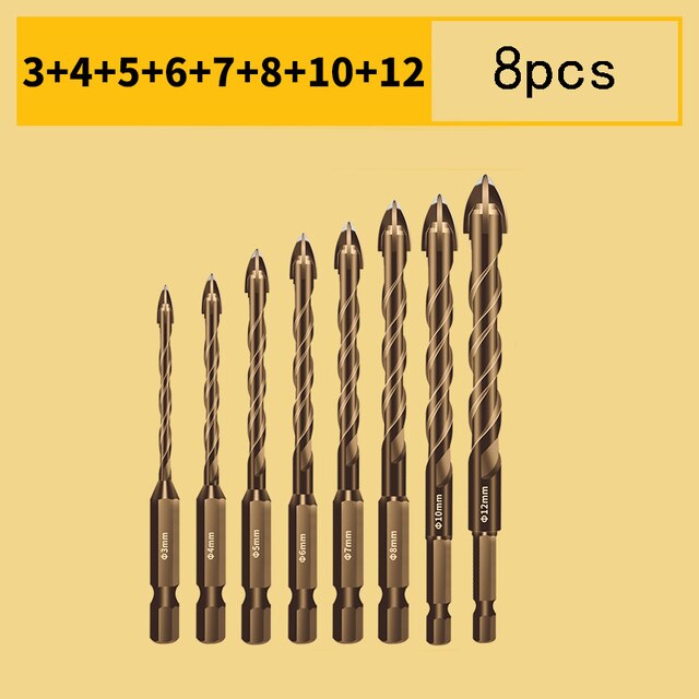 3-12mm 4-8pcs set hexagon shank four-blade drill b... – Vicedeal