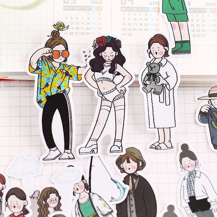 26Pcs/pack cute Hand drawn girls Stickers Scrapboo... – Grandado