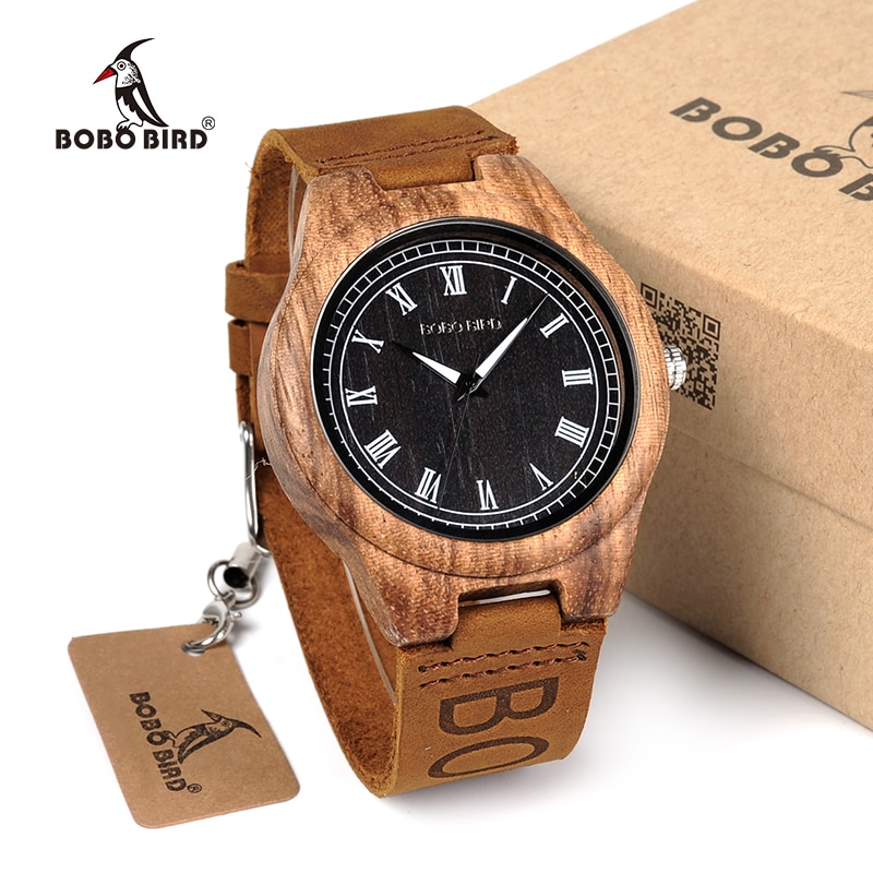 BOBO BIRD WO30 Classic Zebra Wooden Watch Quartz W... – Grandado