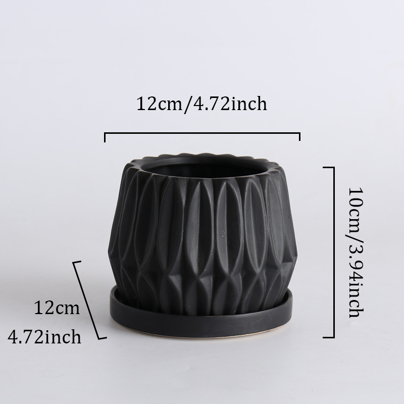 Round Ceramic Flower Pot Simple Tray Desktop Flowe... – Grandado