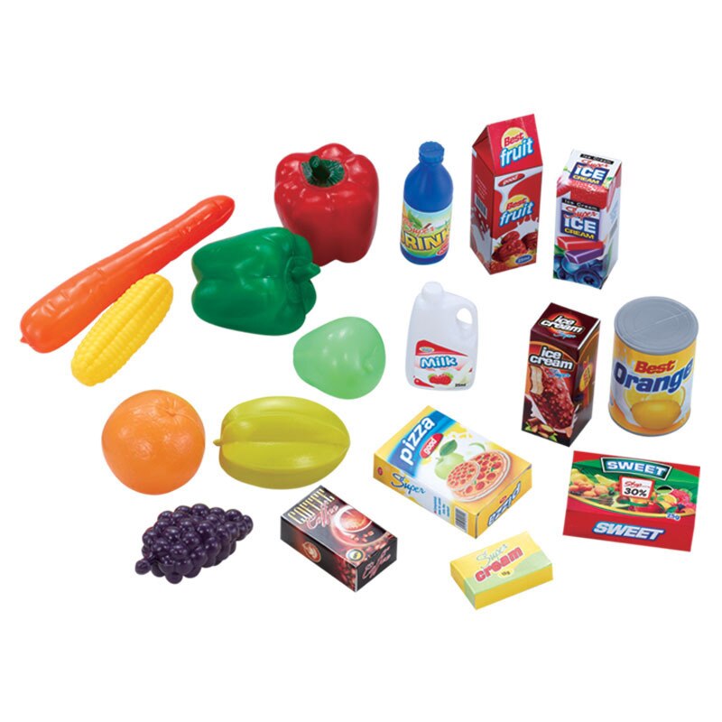 Children Model Supermarket Trolley with Food Fruit... – Grandado