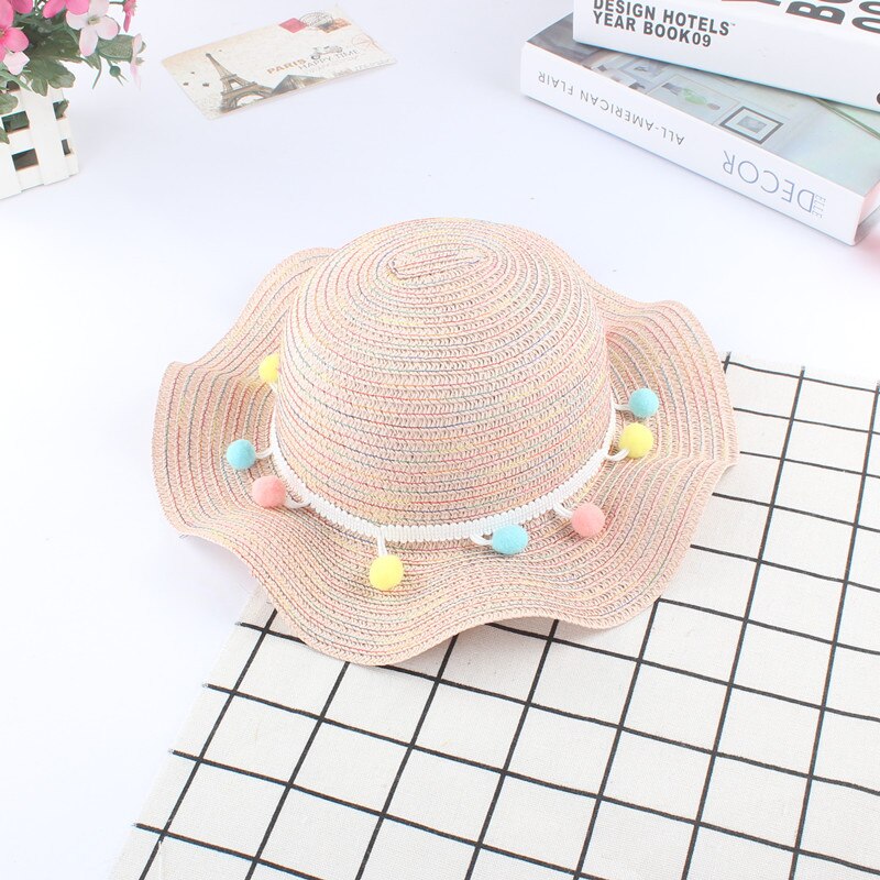 Mode Zomer Kleurrijke Kwastje Ballen Kids Stro Hoe... – Grandado