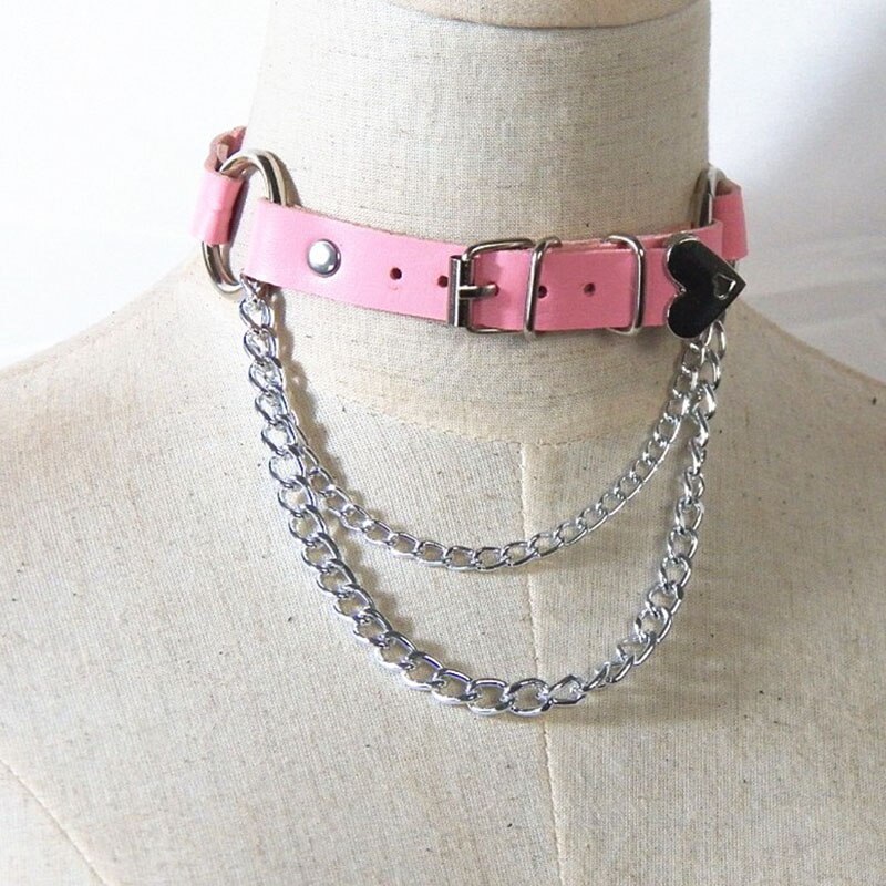 Love Punk Harajuku heart Collar Chain Choker Neckl... – Grandado