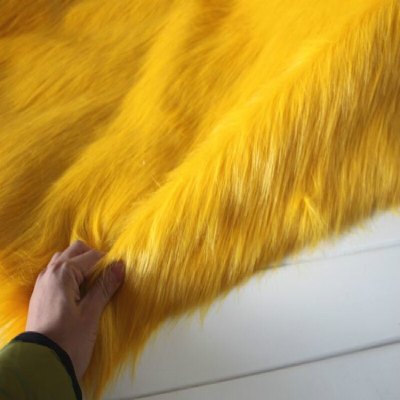 Golden yellow 9cm long plush fur fabric cabinet ta... – Grandado