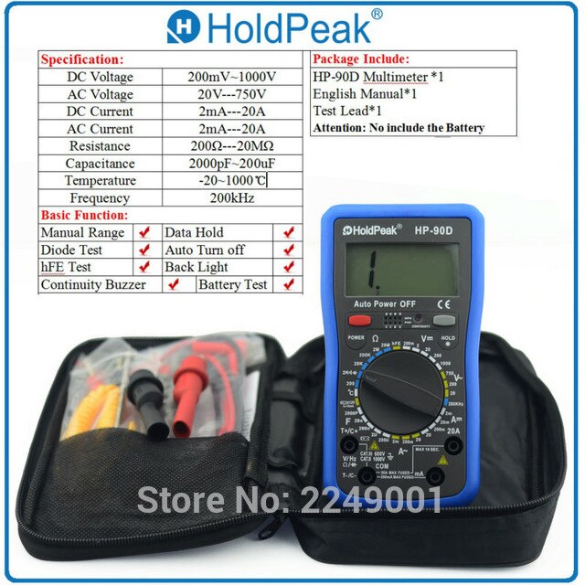 Multimetro Digitale HoldPeak HP-90D 1000V Digital-... – Grandado