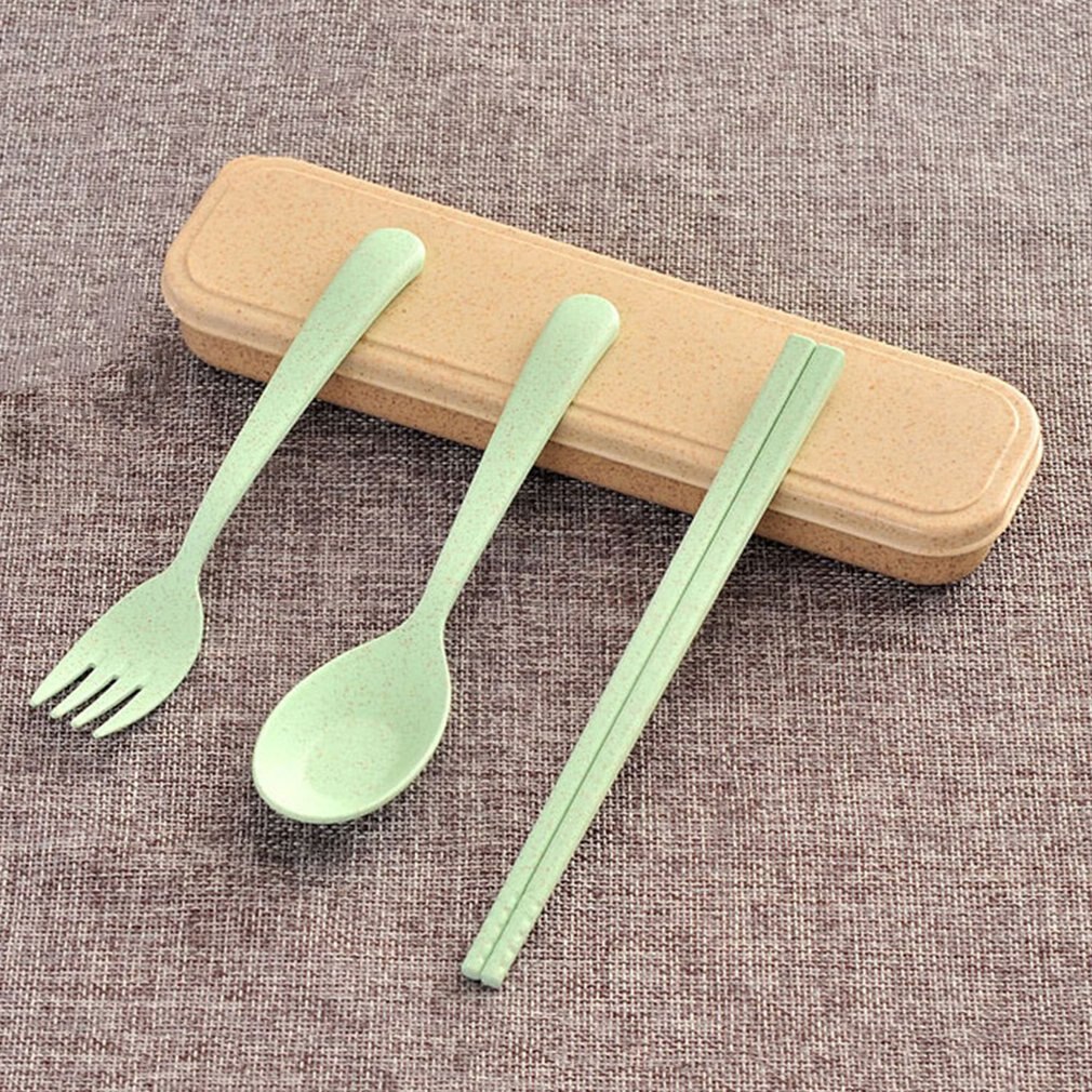 Wheat Straw Chopsticks Spoon Fork Portable Tablewa... – Grandado