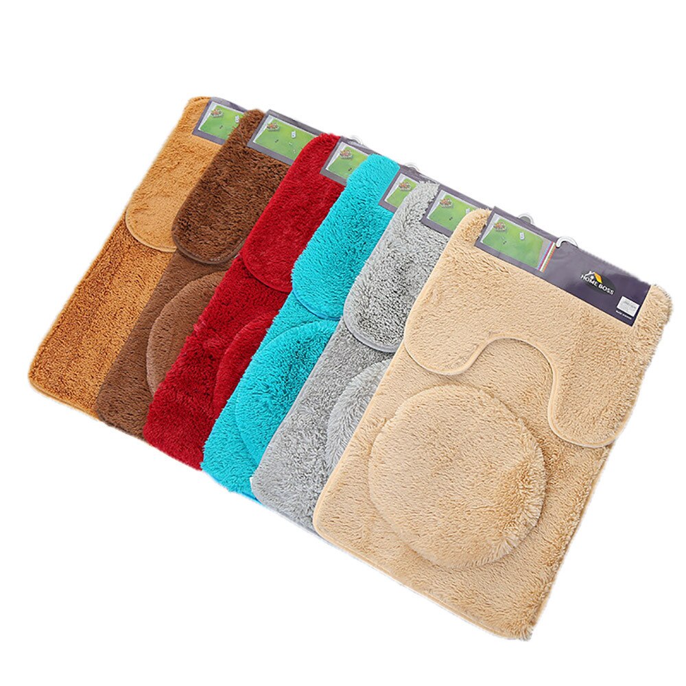 3pc Bathroom Set Rug Contour Mat Toilet Lid Cover ... – Grandado