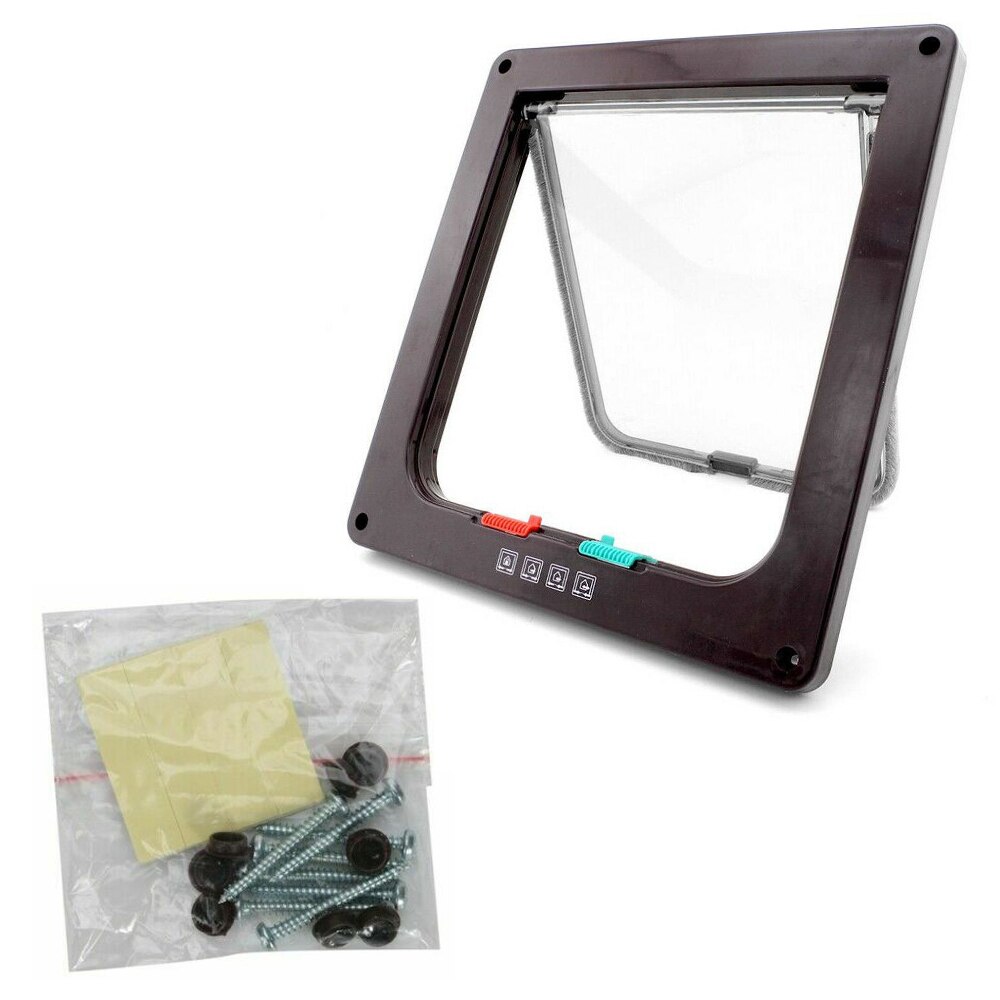 Dog Cat Pet Flap Door with 4 Way Lock Window Safet... – Grandado