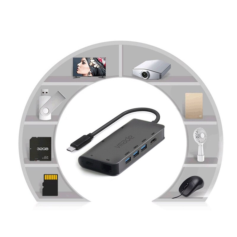 Vmade Type-C 8-In-1 Docking Station with 4K HD/Gig... – Grandado