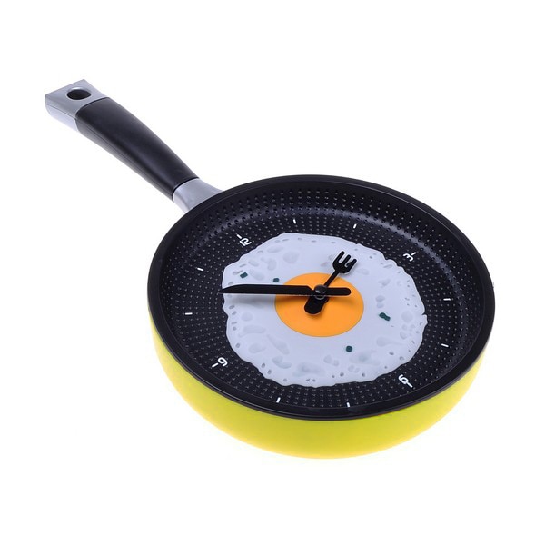 Frying Pan Clock with Fried Egg - Novelty Hanging Kitchen Cafe Wall ...