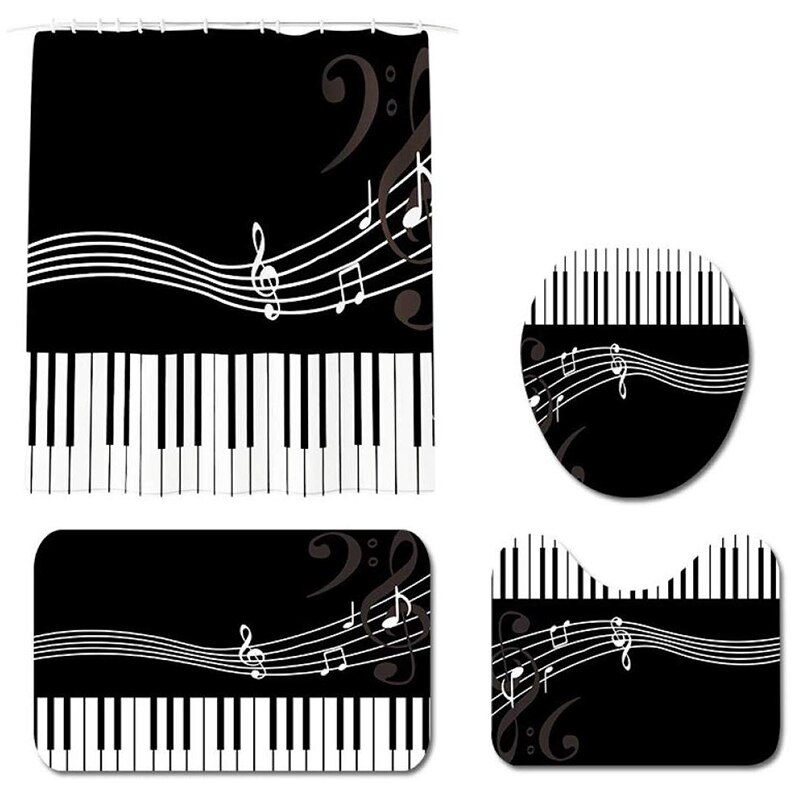 Bath Mat Bathroom Set,Black and White Piano Keys B... – Grandado