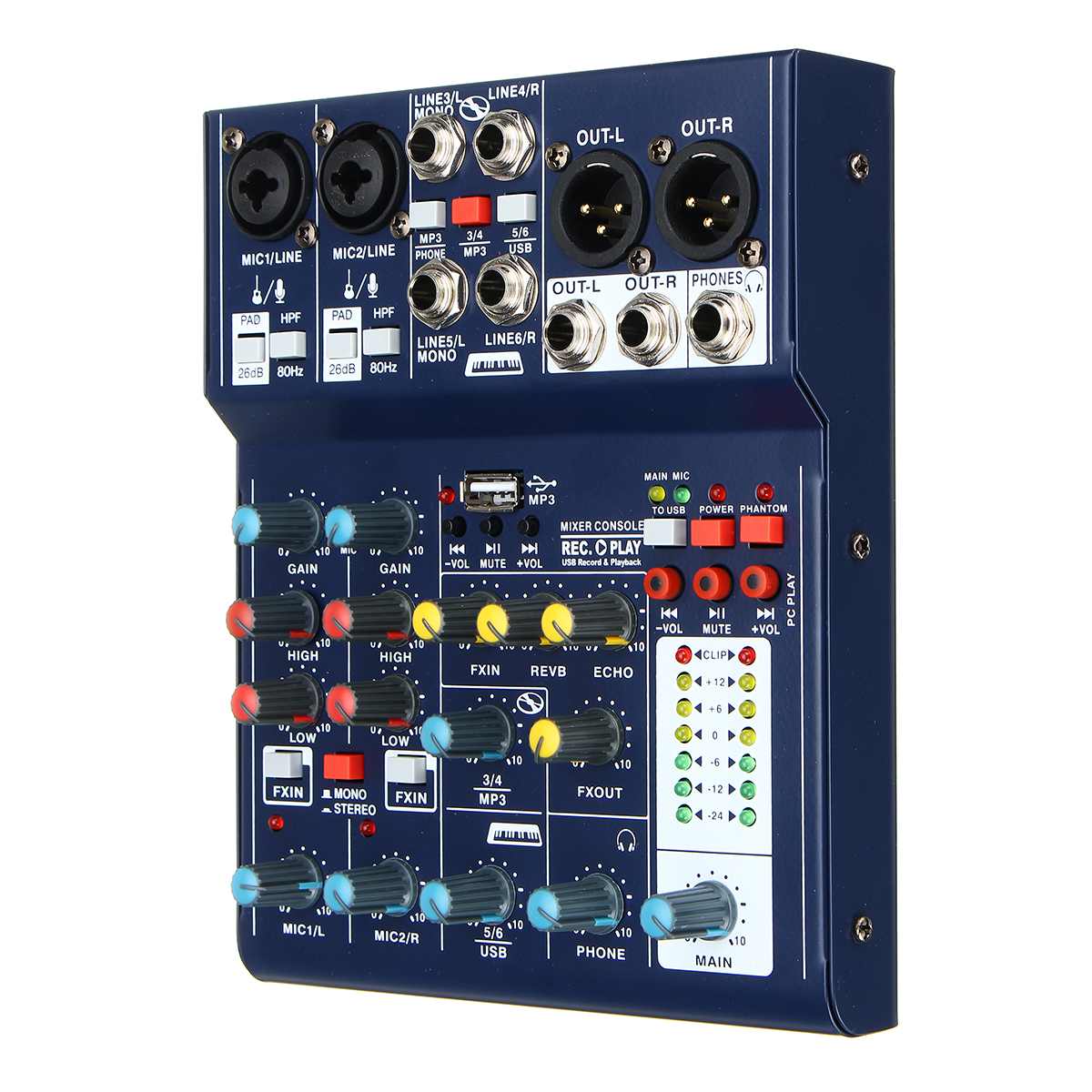 LEORY 6 Channel USB Sound Mixing Console Record Co... – Grandado