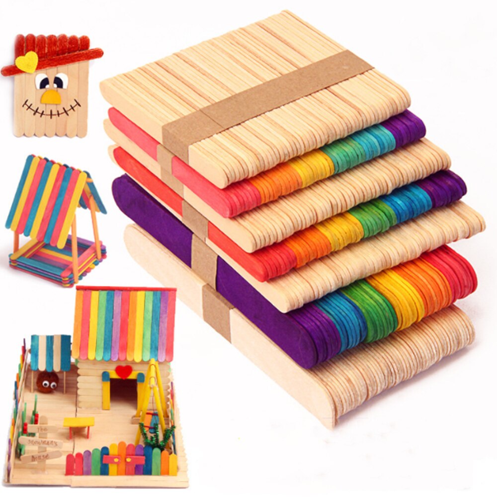 50Pcs DIY Wooden Stick Popsicle Ice Cream Sticks C... – Vicedeal