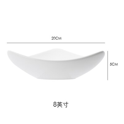 White bone china triangle plate soup plate salad p... – Vicedeal