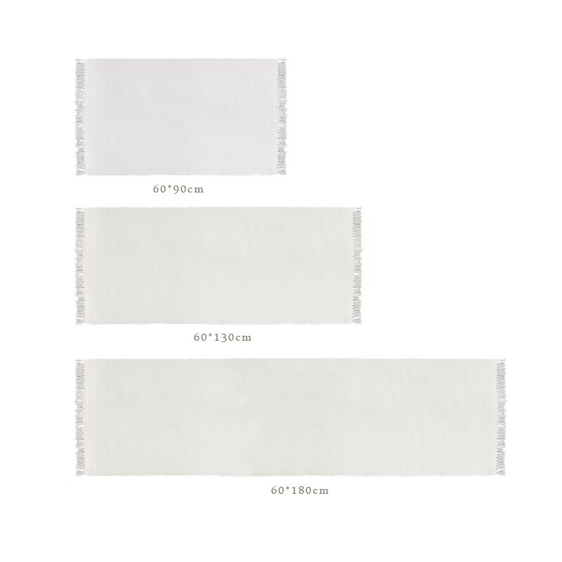 White Cotton Fiber Hand-woven Rug Bedroom Bedside ... – Grandado