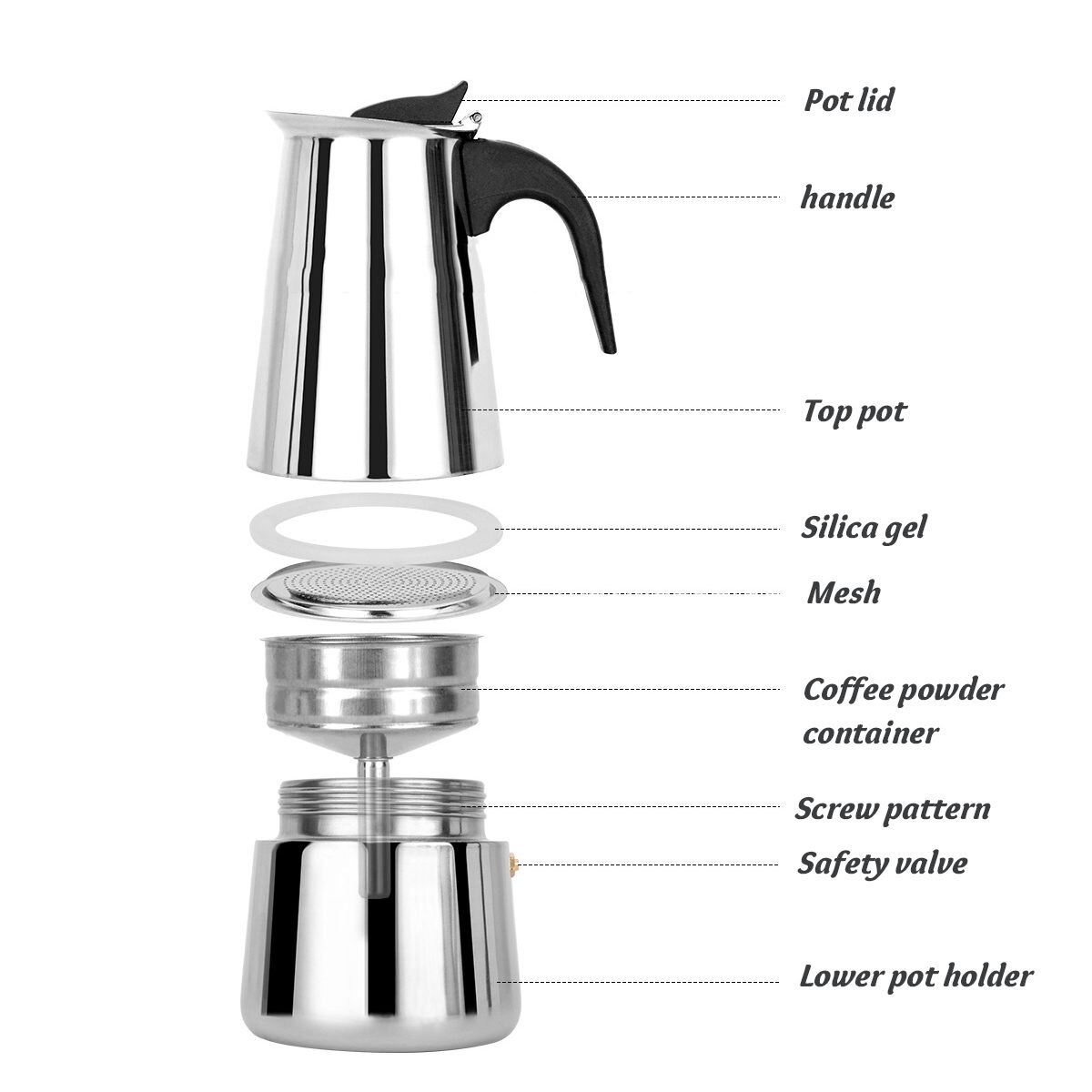 9 Cups Coffee Maker Pot Stainless Steel Mocha Espr... – Grandado