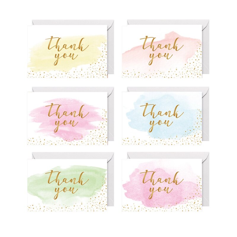 6 Pattern/set Thank You Cards Paper Thanks Greetin... – Vicedeal