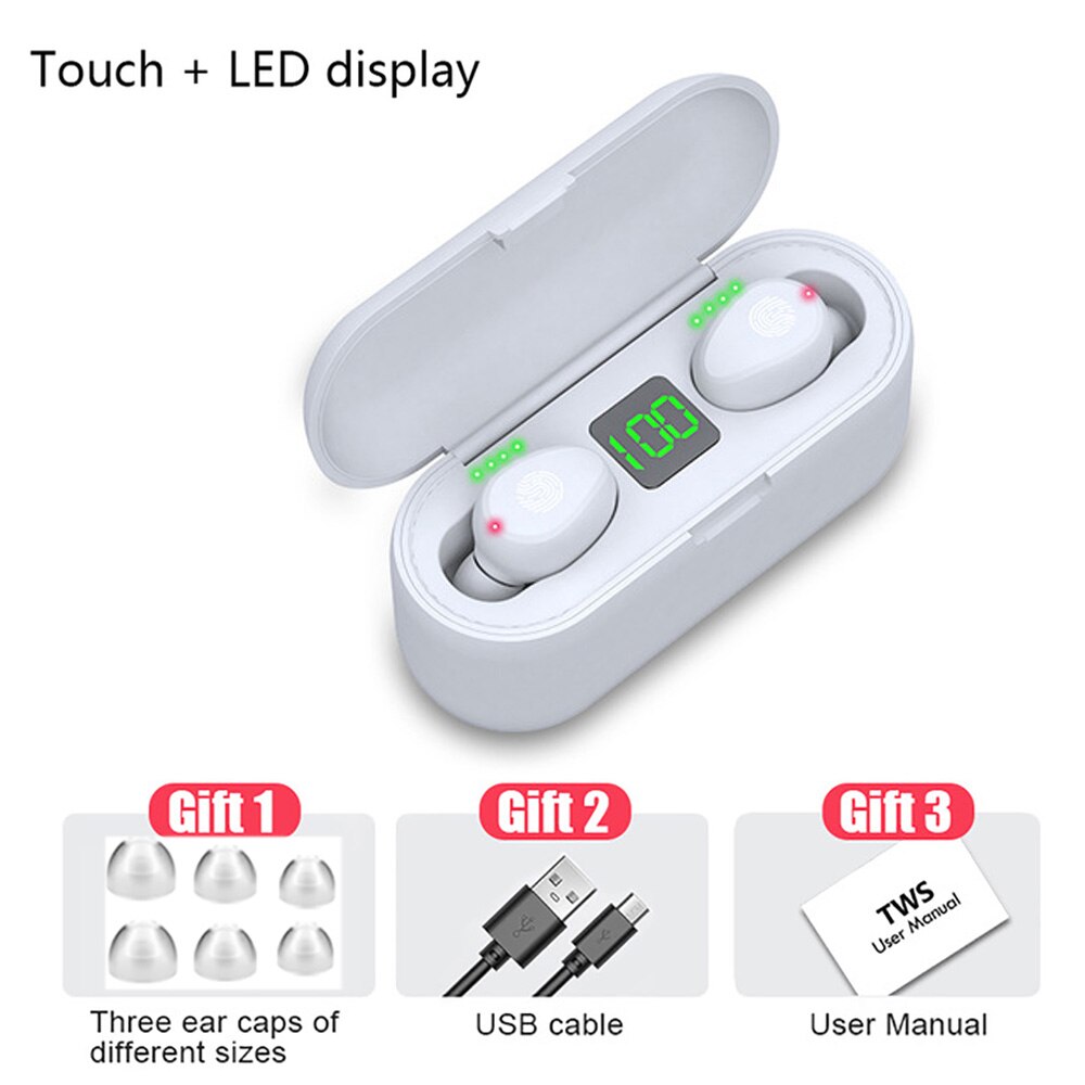 F9 TWS Bluetooth Headphone 5.0 Touch Control Wirel... – Grandado