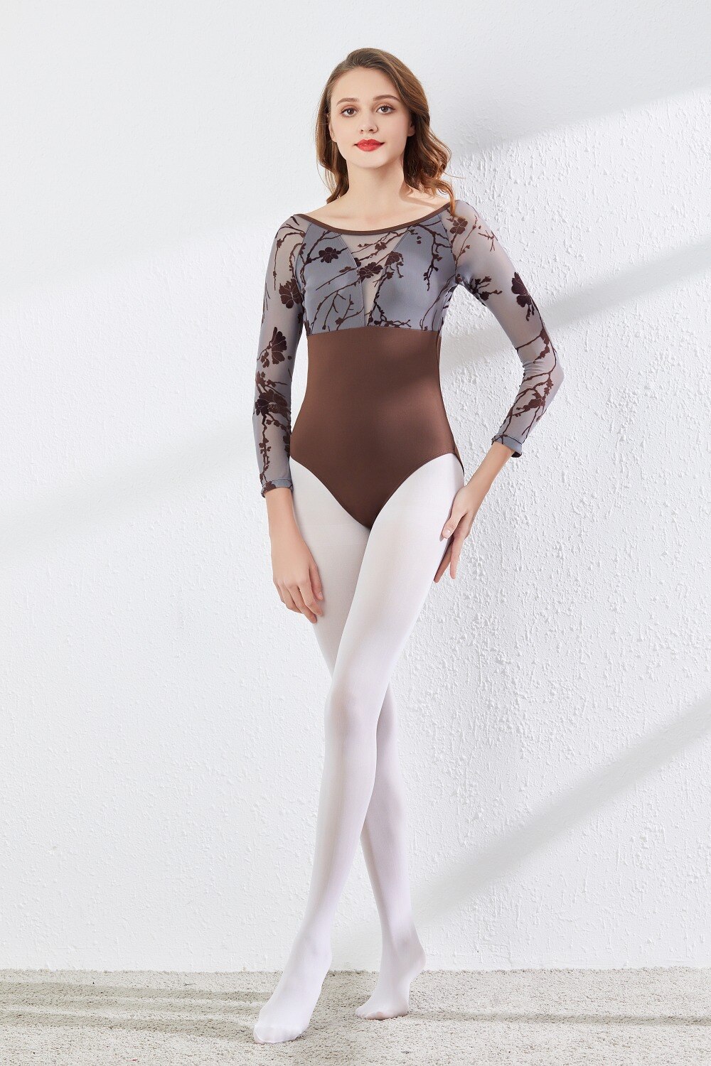 Long Sleeves Ballet Leotard Advanced Grey Printed ... – Grandado