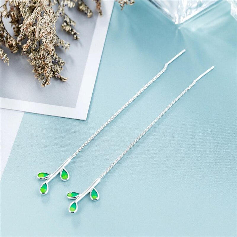 Ear Wire Fresh Green Leaf Korean Hypoallergenic 92... – Grandado