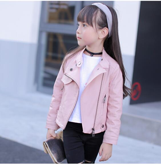 girls pu jacket rivet zipper cool jacket Leather c... – Grandado