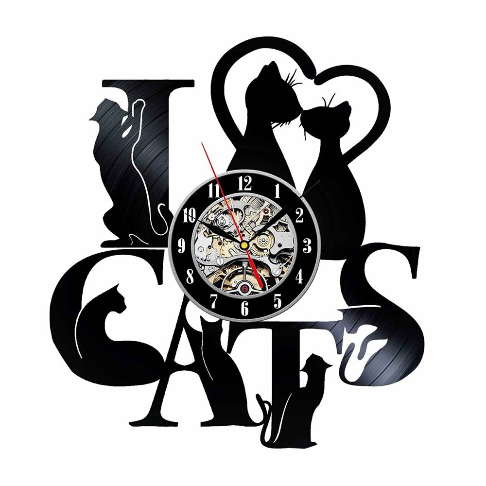 Vinyl Clock I Love Cats Record Wall Clock Kitten A... – Grandado