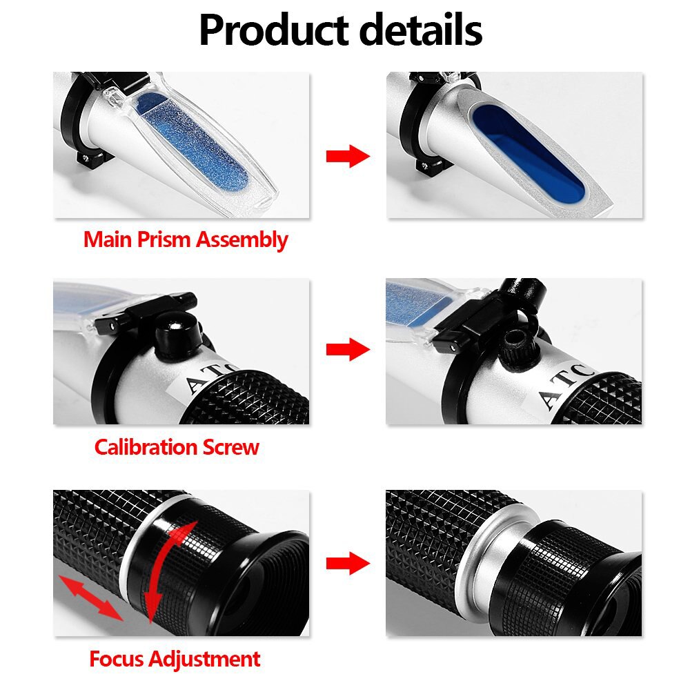 Handheld Wine Alcohol Refractometer With ATC Dual ... – Vicedeal