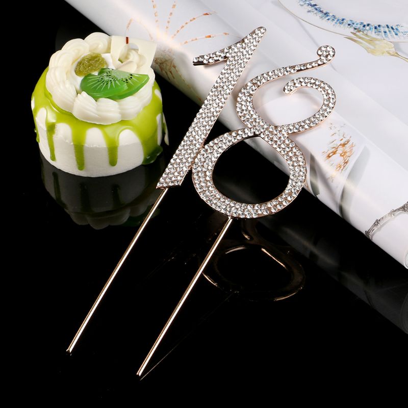 Rhinestone Number 18 Cake Topper For 18th Birthday... – Grandado