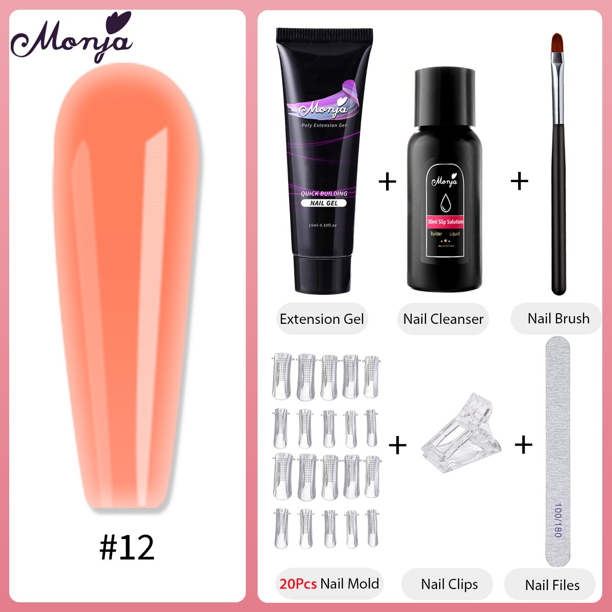 Monja 6Pcs/Set Nail Art Extension Kit Acrylic UV G... – Grandado