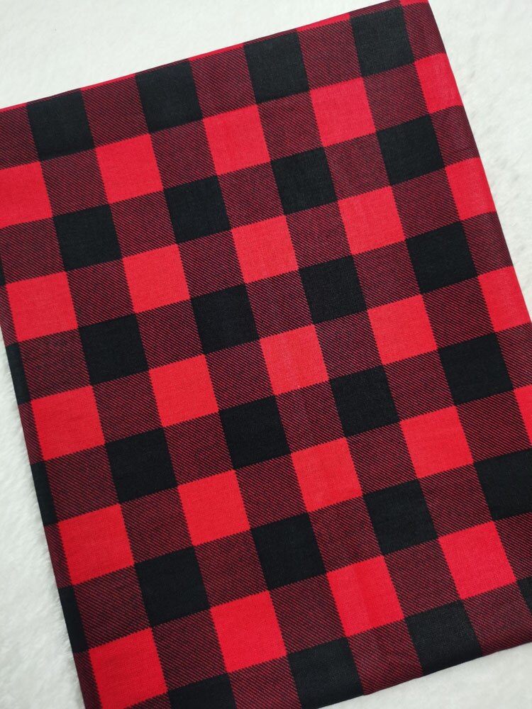 50x105cm Classic Black & Red Square Printed Cotton... – Grandado