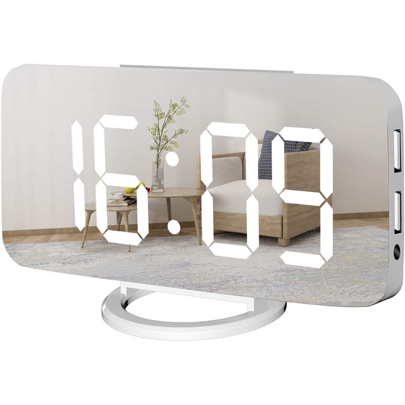 Digital Alarm Clock Large Mirrored LED Display,USB... – Vicedeal