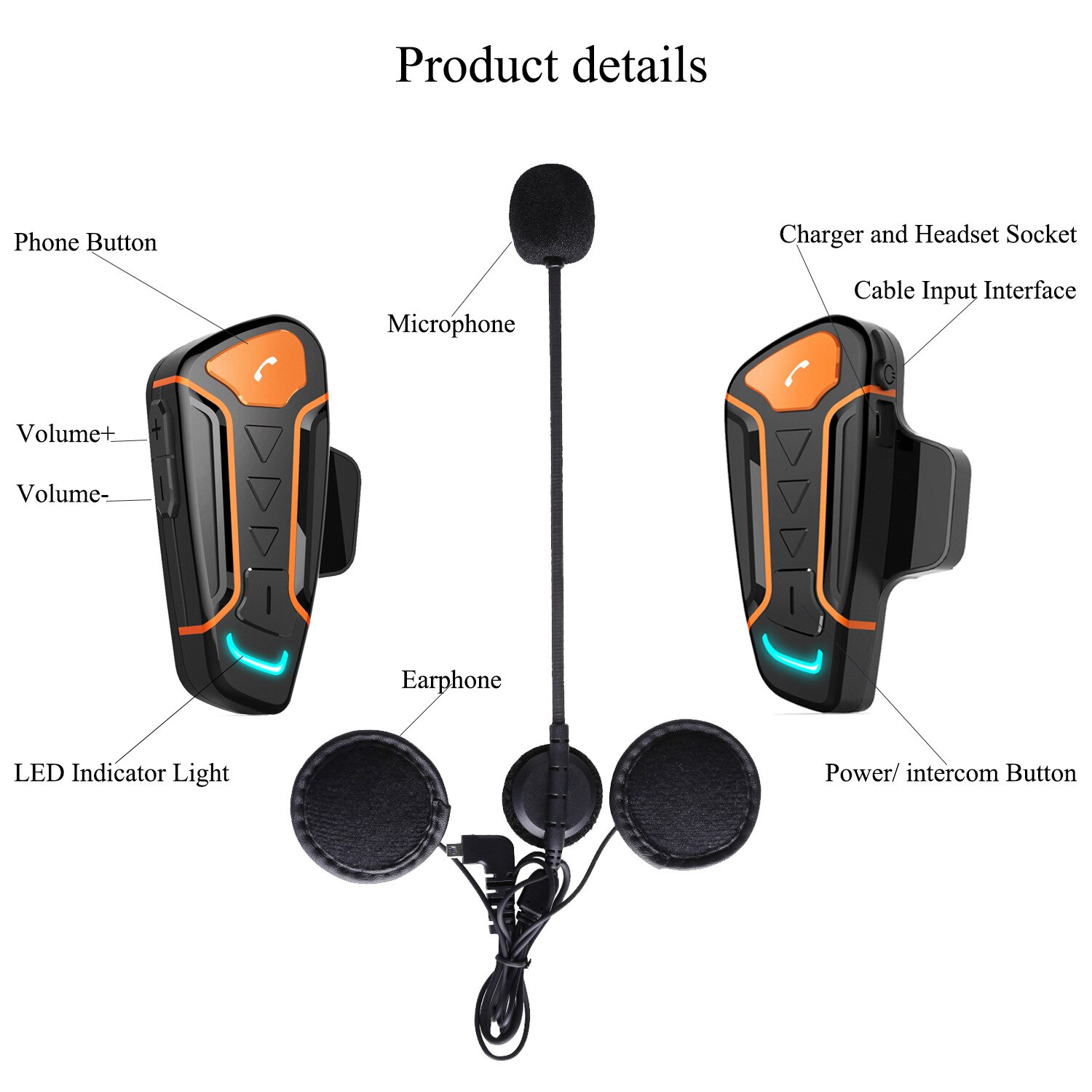 Bluetooth intercom 1000m vattentät anti-interferen... – Vicedeal