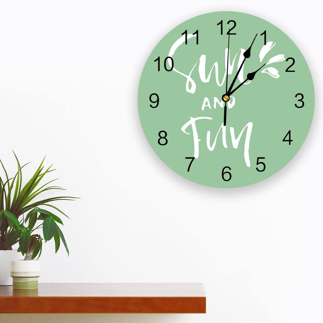 Cyan Background White Text PVC Wall Clock Home Dec... – Grandado