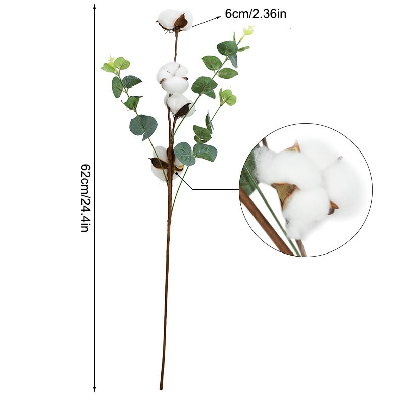 Naturally Dried Cotton Flower White Cotton Florist... – Grandado