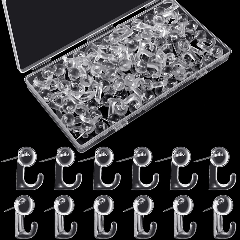 50pc Push Pin Hooks Plastic Heads Thumbtack Hooks Grandado