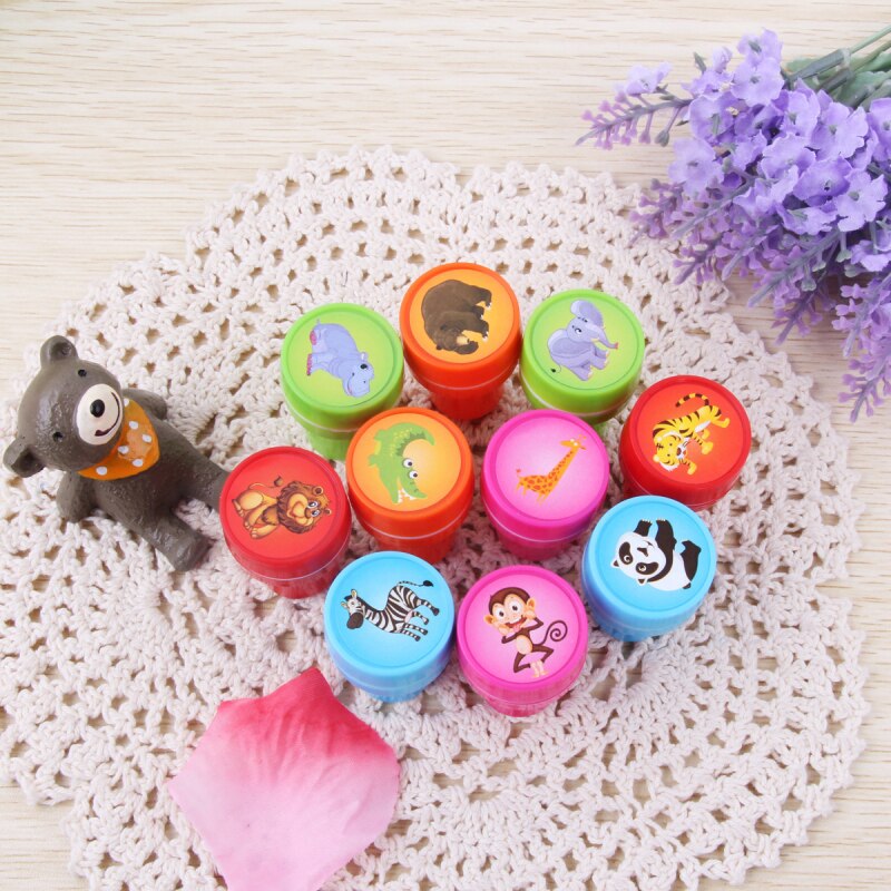 10 st/set barn leksaksstämplar tecknade djur frukt... – Grandado