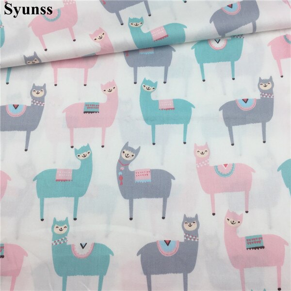 Syunss Gray Pink Alpaca Print Twill Cotton Fabric Grandado