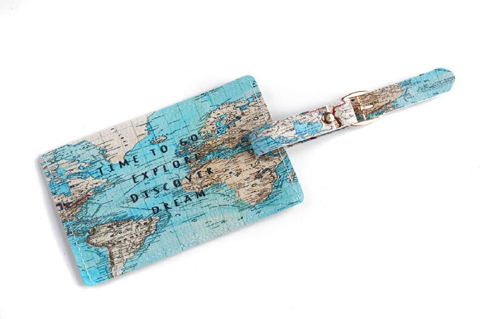 Travel Accessories PU Leather World Map Luggage Ta... – Vicedeal