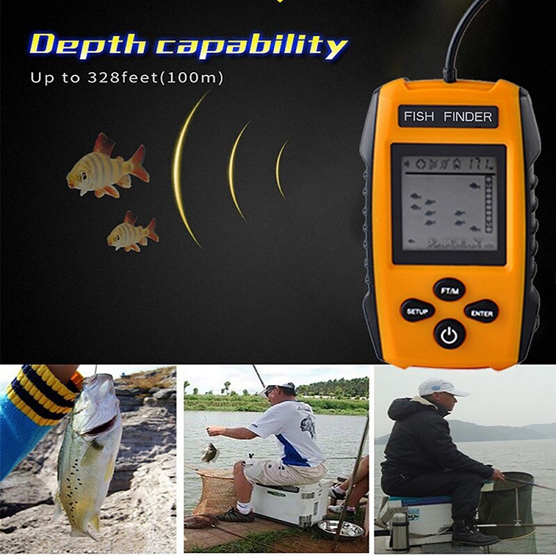 Portable Fish Finder Echo Sounder 100M Sonar Lcd E... – Grandado