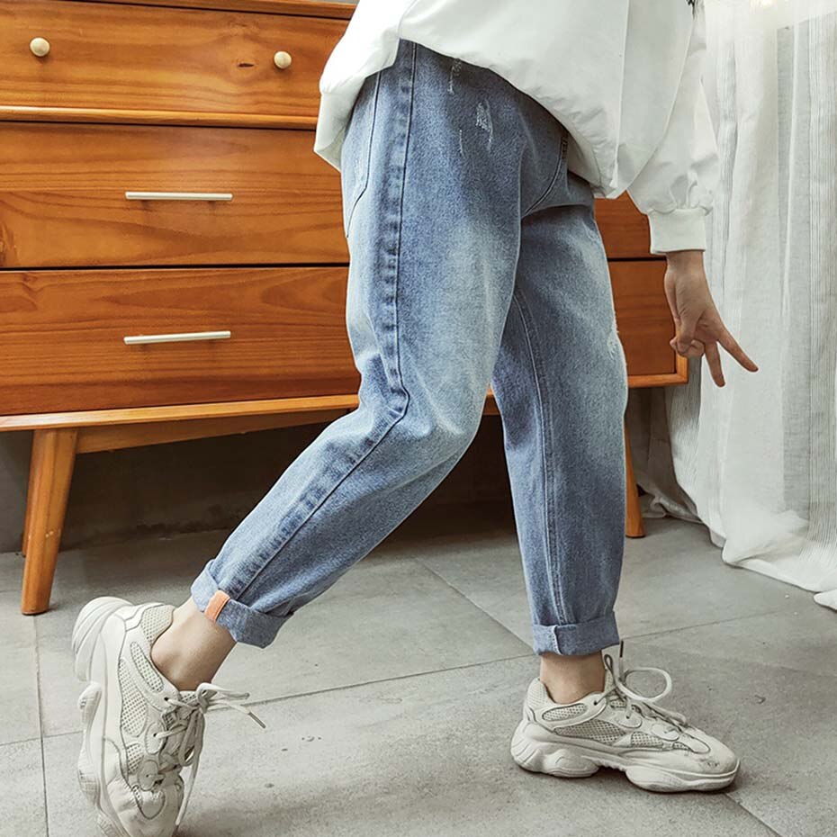 printemps jean pour filles solide trou enfants jea... – Grandado