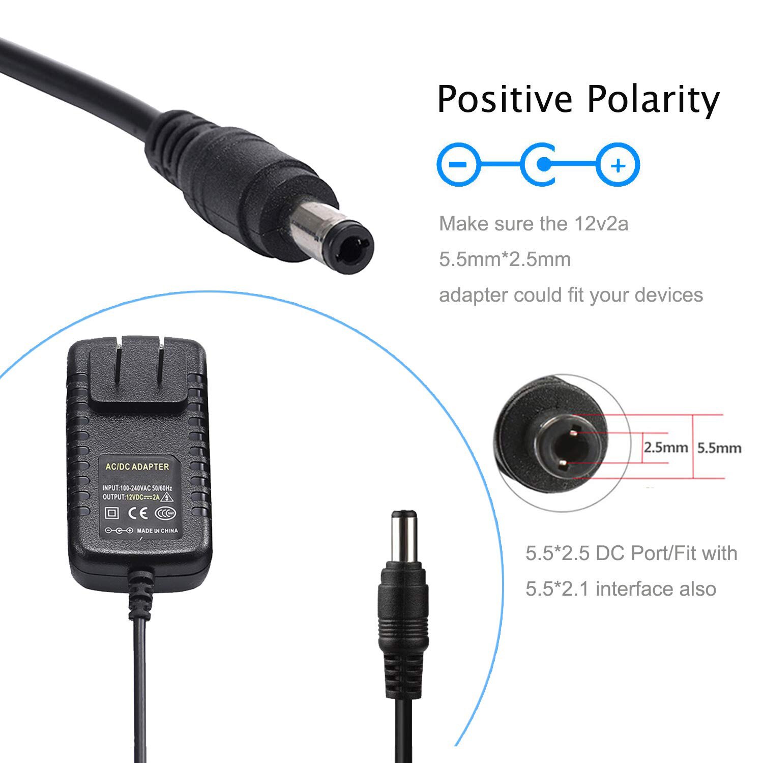 Adaptateur d'alimentation cc 12V 2A 3A, prise ... – Grandado