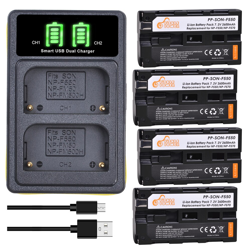 2x 2600 mah np -f550 np-f570 np f550 akku+c-tyypin... – Grandado