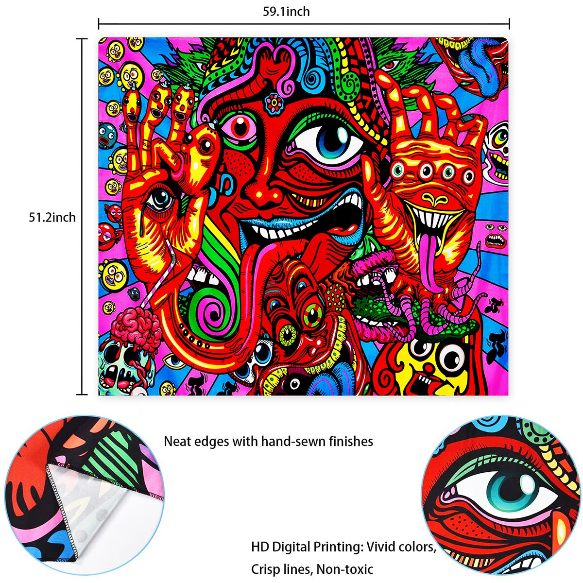 Psychedelic Arabesque Tapestry Mysterious Hippie T... – Grandado